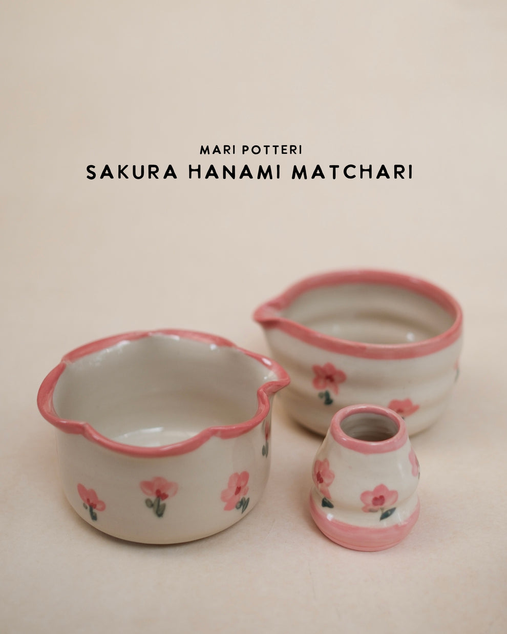 MARI POTTERI SAKURA HANAMI (matchari, matcha bowl, tumbler, mug, bowl ...